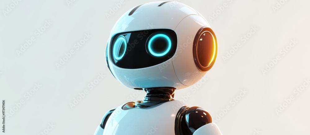 3D rendering of an adorable robot character depicted in a cartoon style ...
