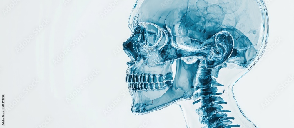 X ray image of a human skull showcasing a futuristic concept in ...