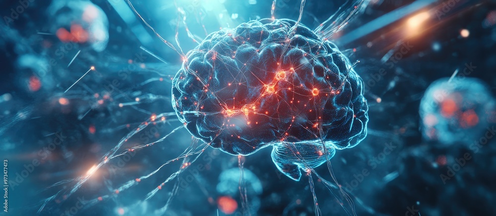 3D rendering of artificial intelligence showcasing networks of ...