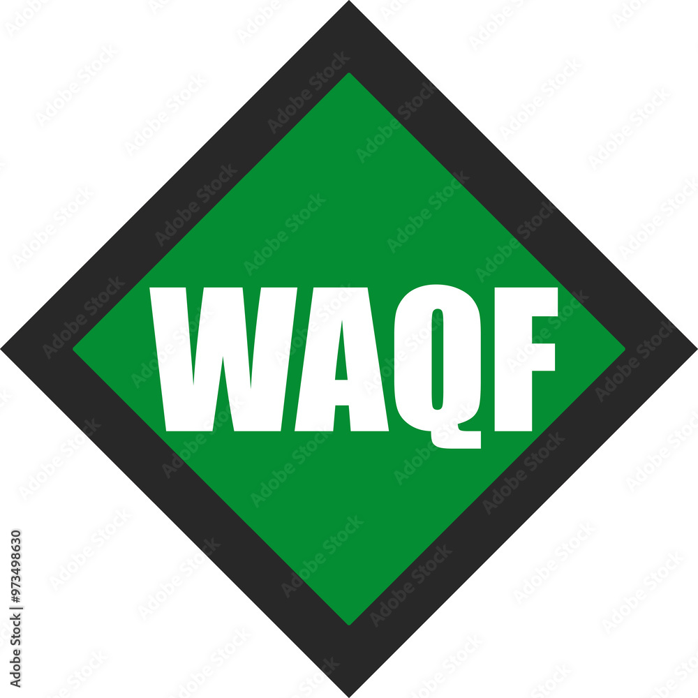 Waqf" is prominently displayed on a vibrant green background ...