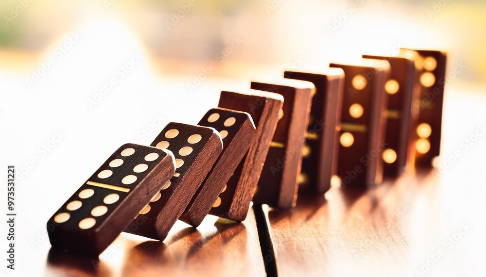 illustrate a row of dominoes perfectly aligned representing the ...