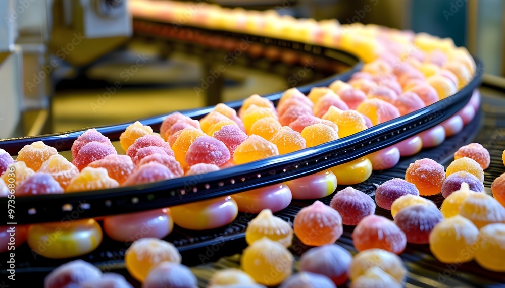 magical candy factory conveyor belt crafting weather-changing sweets ...