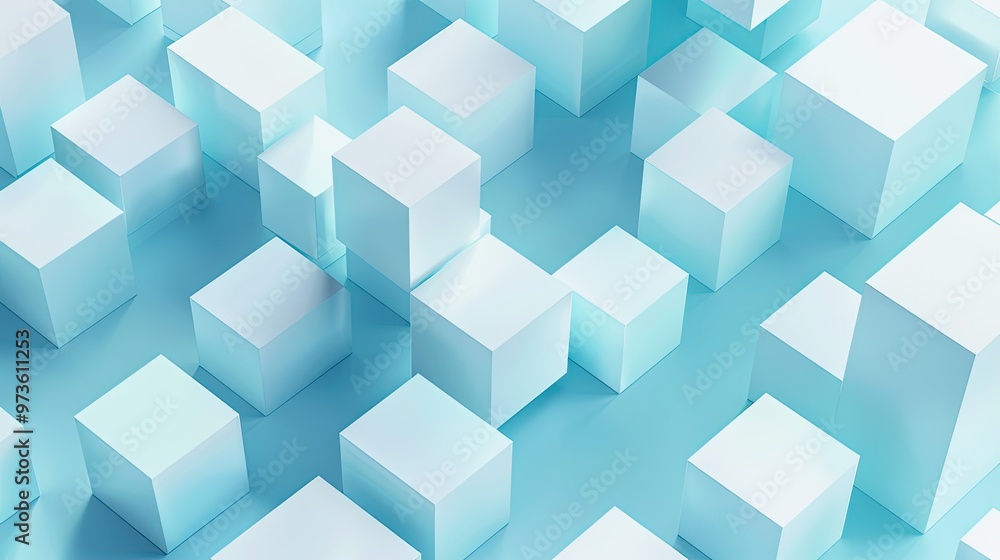 A visually appealing arrangement of translucent cubes in varying sizes ...