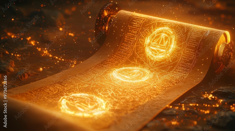 World Philosophy Day An ancient scroll projecting glowing holographic ...