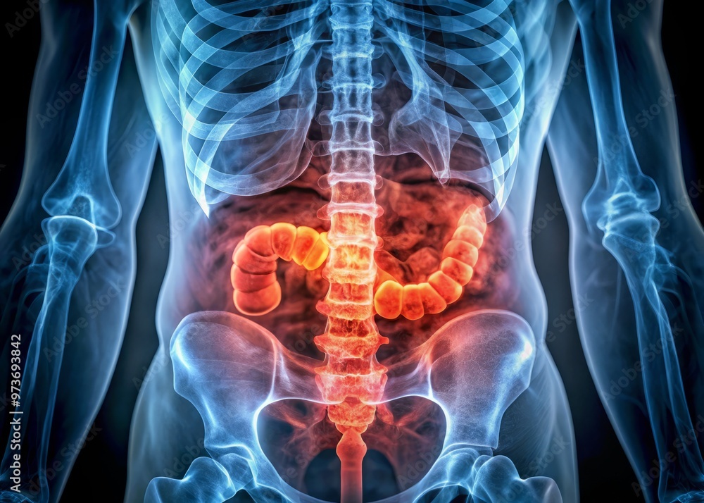 Abdominal radiograph showing massively dilated colon with air-filled ...