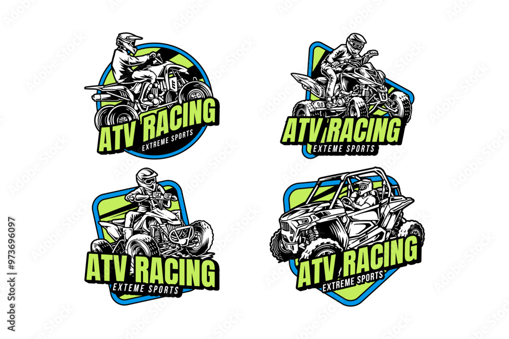 off road and ATV rider logo design collection for extreme sport and ...