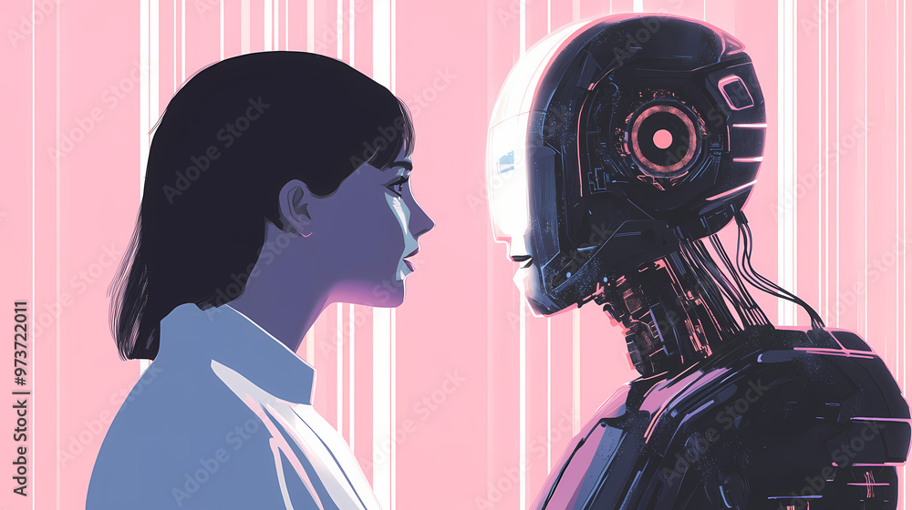 Human speaking with artificial intelligence. Artificial Intelligence ...