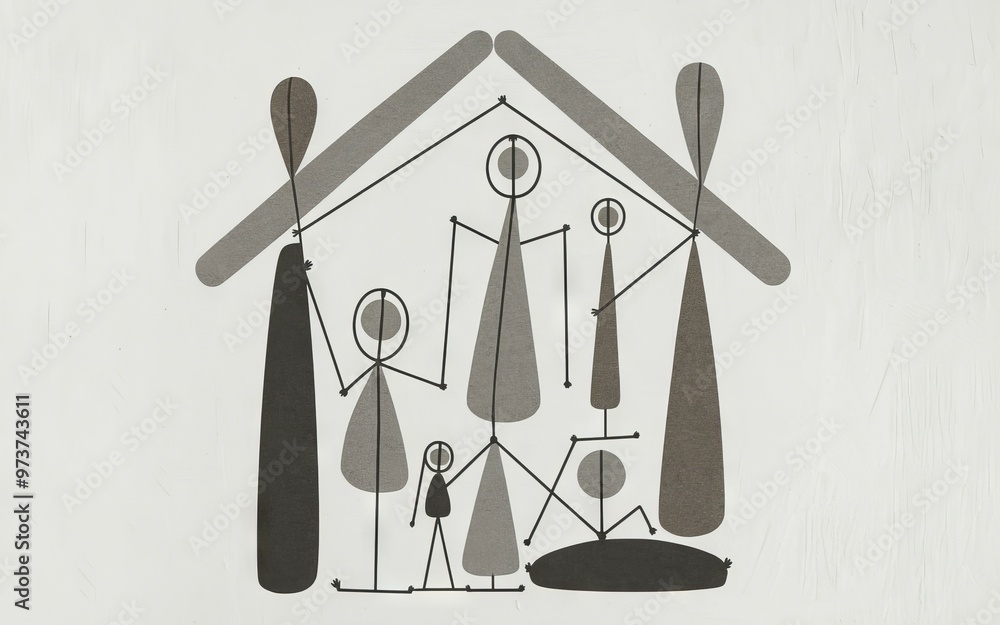 Family home design. Abstract geometric design depicting a family of ...