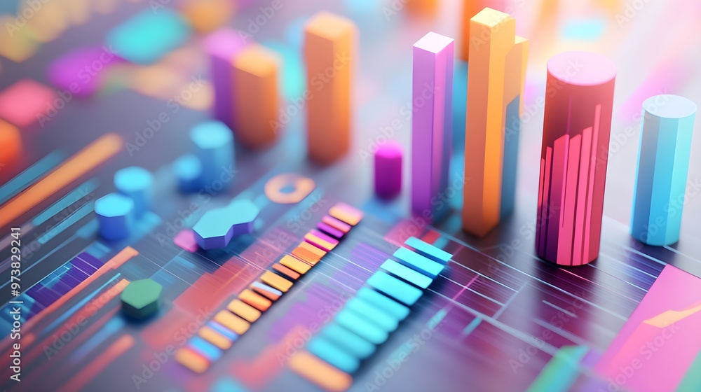 A 3D illustration of side-by-side comparison charts displaying ...