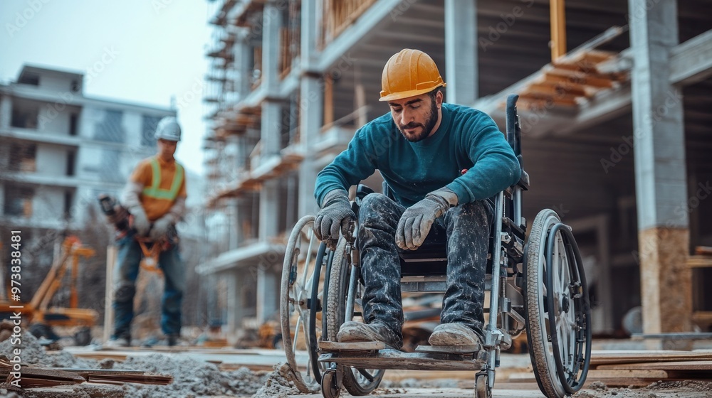 Construction workers with disabilities, utilizing adaptive tools and ...