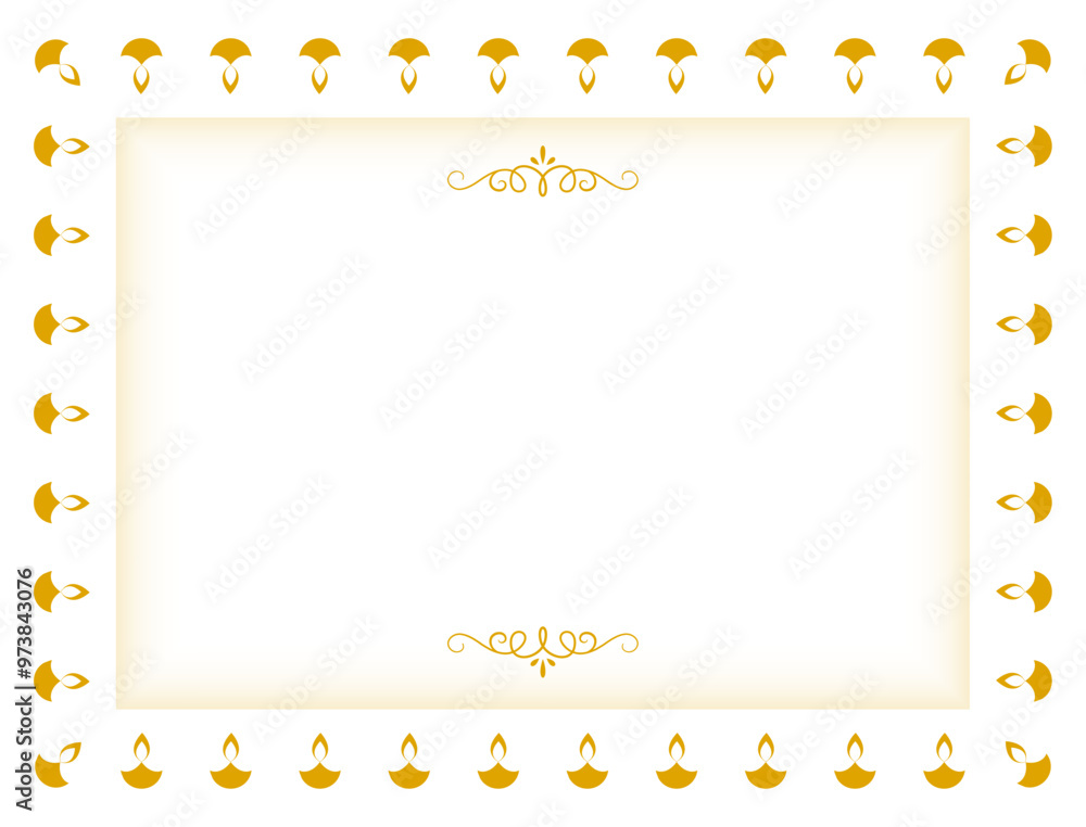 cute ethnic diwali diya border frame white backdrop with text space ...