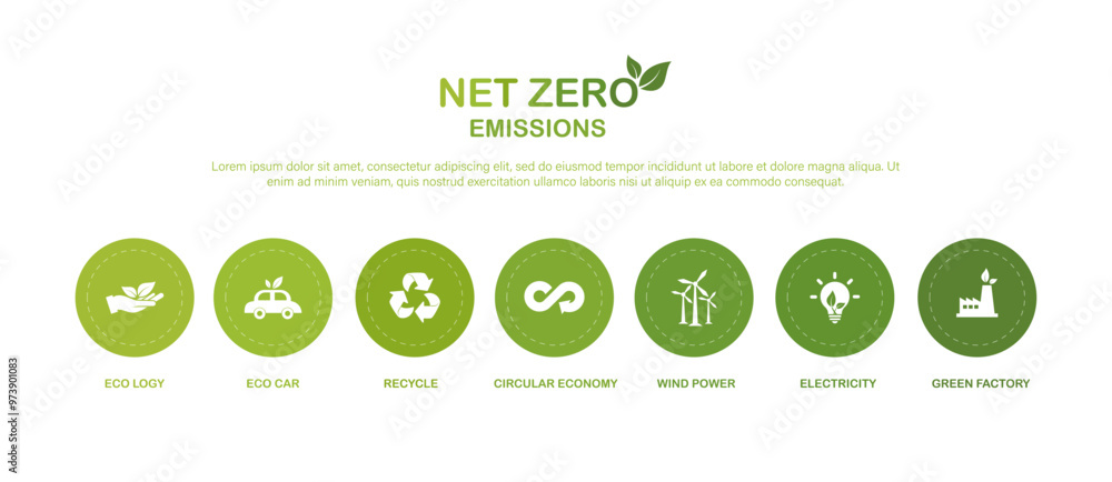 Net zero and carbon neutral vector illustration. Concept net zero ...