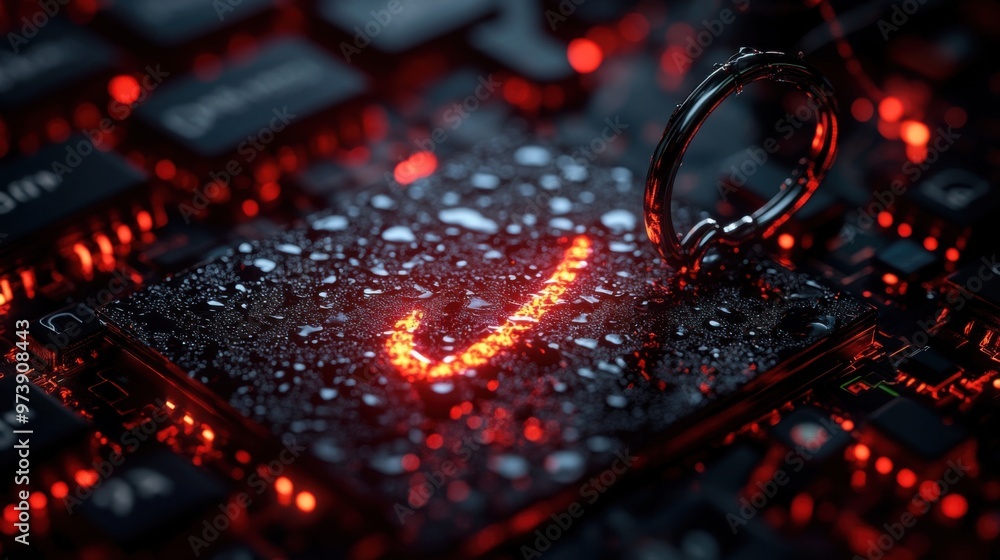 Phishing email alert popping up on a computer screen with a red ...