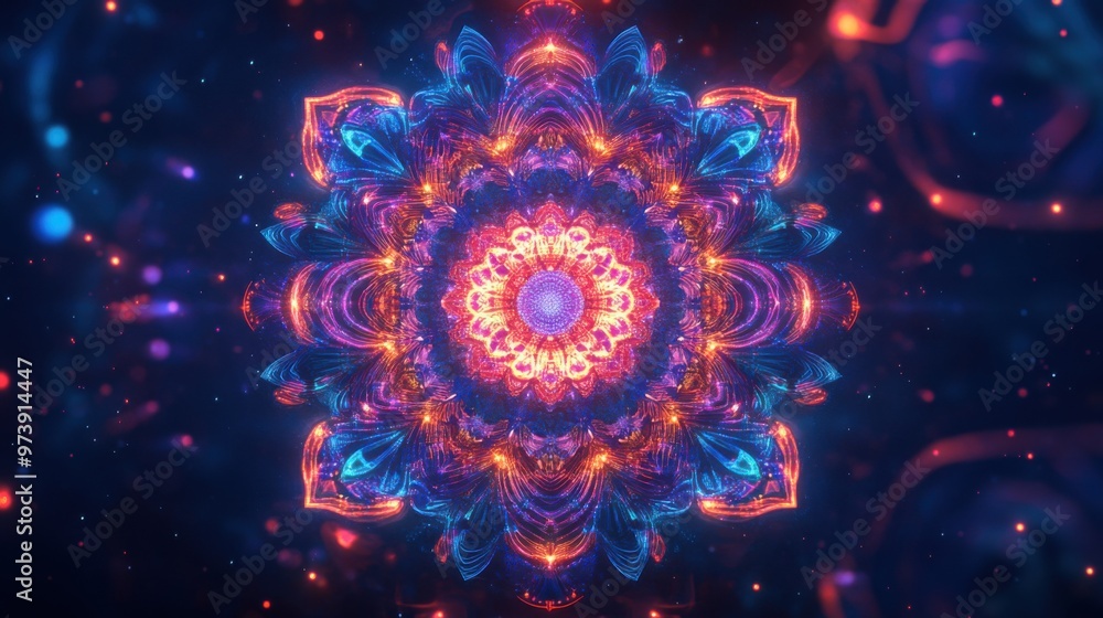 Illuminated Mandala of Inner Harmony - Surreal Neon Lights Artwork for ...