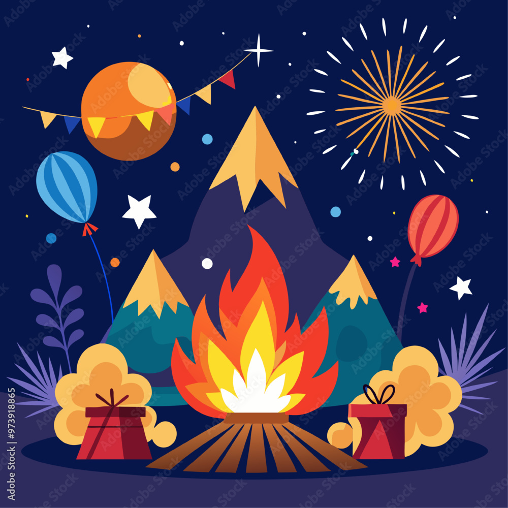 Mountaintop Fiesta: Celebrating Under a Sky Lit with Fireworks and ...