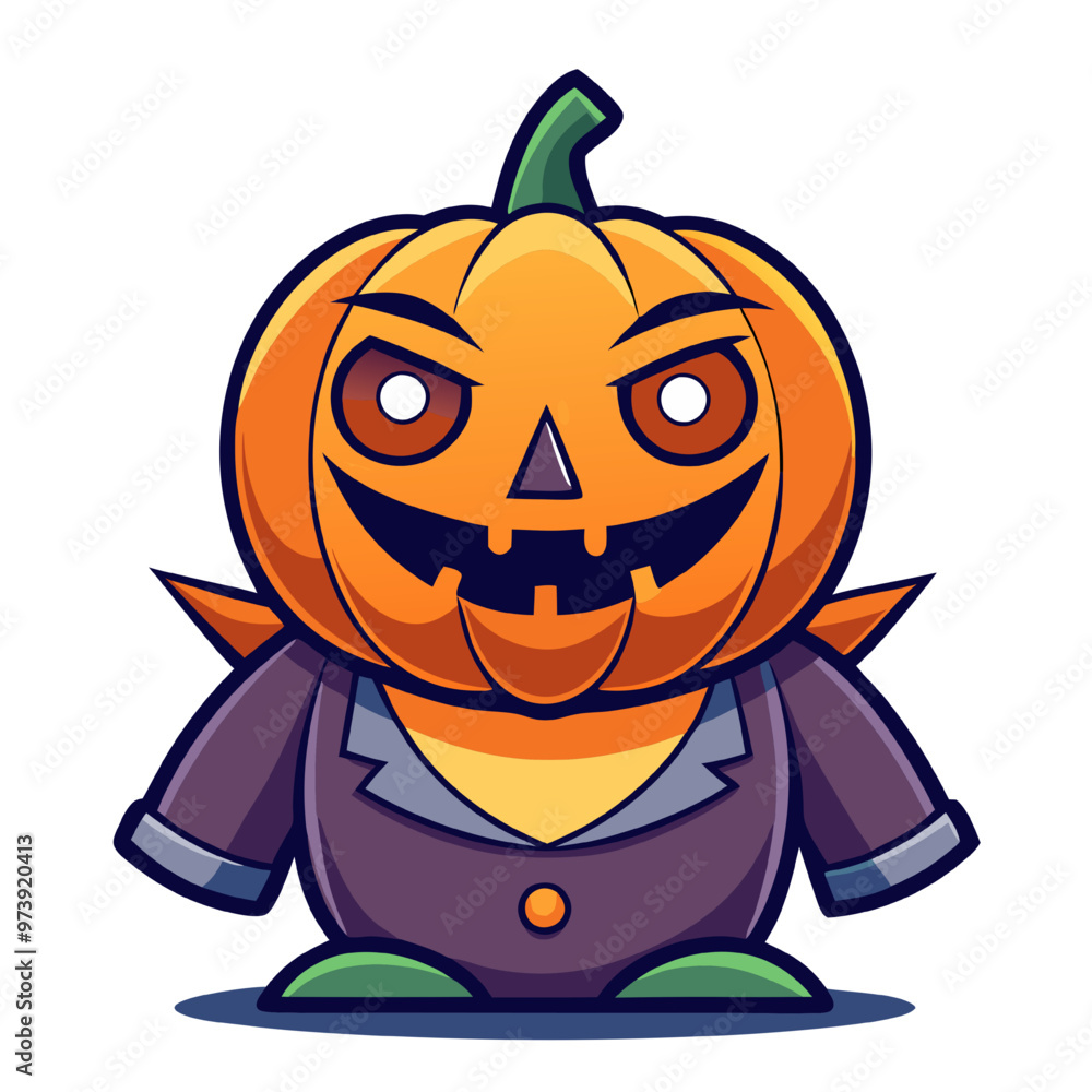 Drac-O-Lantern's Dapper Debut: A cartoon pumpkin, carved into a ...