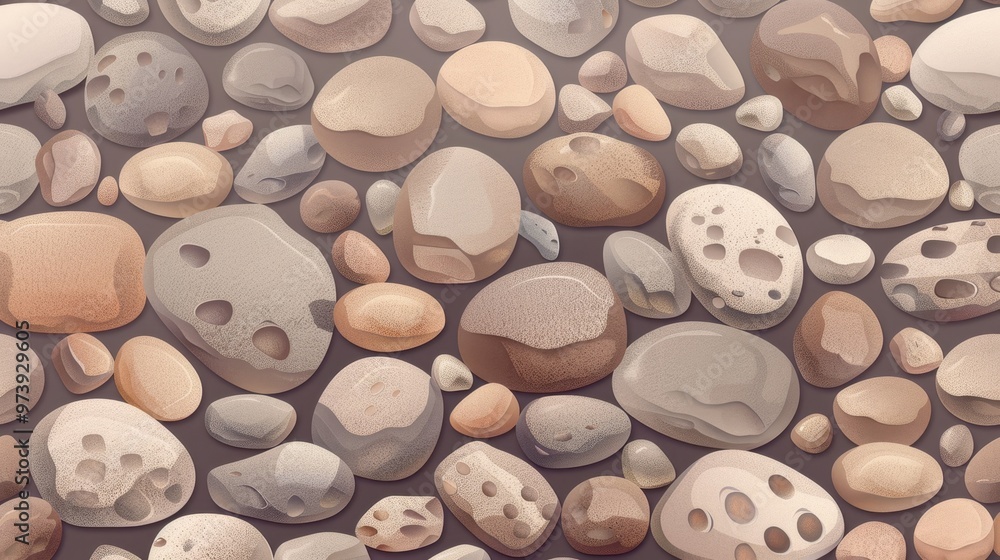 Stone Wall Seamless Pattern, a detailed vector illustration featuring a ...
