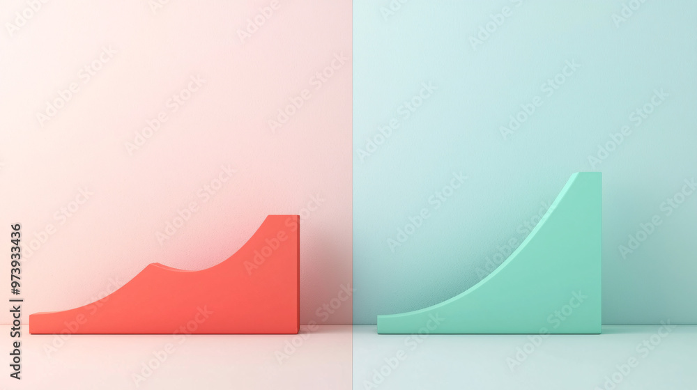 Two 3D graphs, one showing a high conversion rate and the other a steep ...