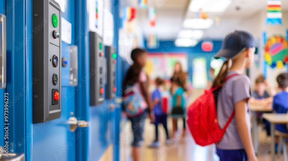 A classroom equipped with state-of-the-art security features, including ...