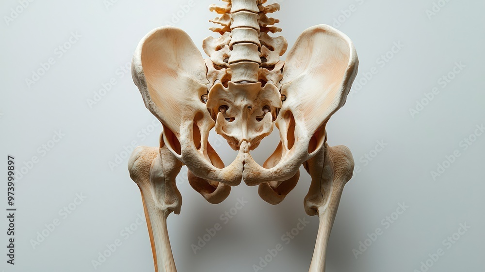 Detailed view of a human pelvis, showcasing its structure and anatomy ...