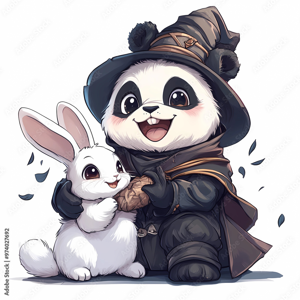 Cute panda magician Cartoon Clipart on isolated white Background ...