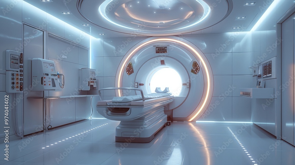 Futuristic high tech medical imaging room with advanced radiology ...