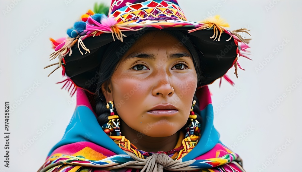 Vibrant 3D representation of a Peruvian Quechua woman wearing a ...