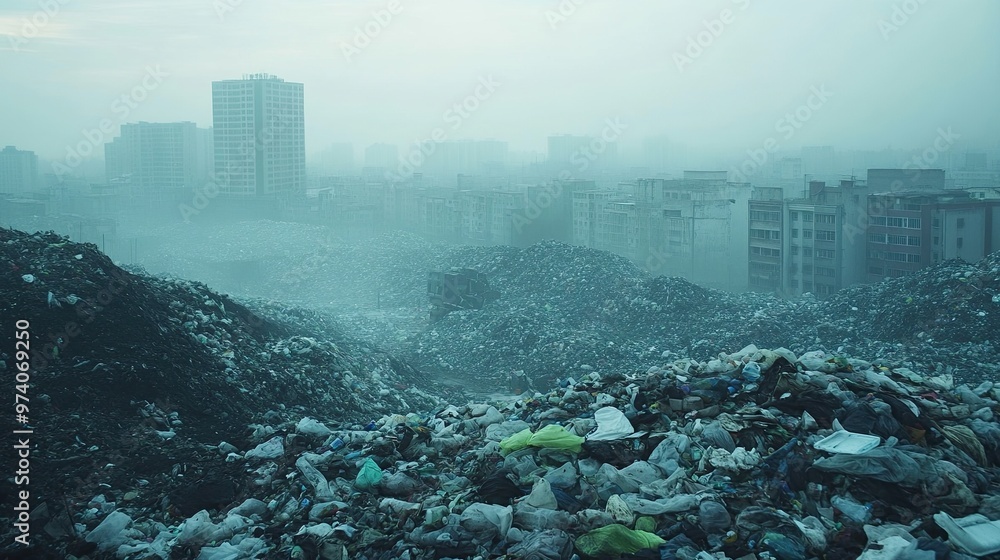 World overwhelmed by mountains of garbage pollution piles of plastic ...