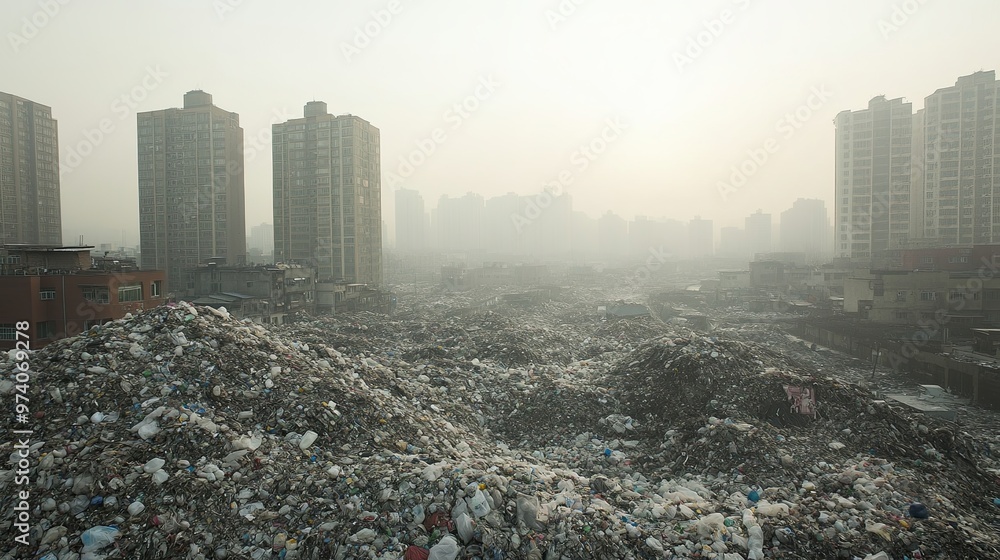 World overwhelmed by mountains of garbage pollution piles of plastic ...