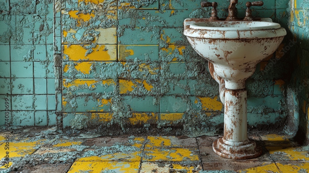 Bathroom floor with pathogenic microbes, [germs, bathroom], [depicting ...