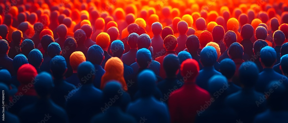 abstract vector group of crowded people. mob of people. confusion of ...