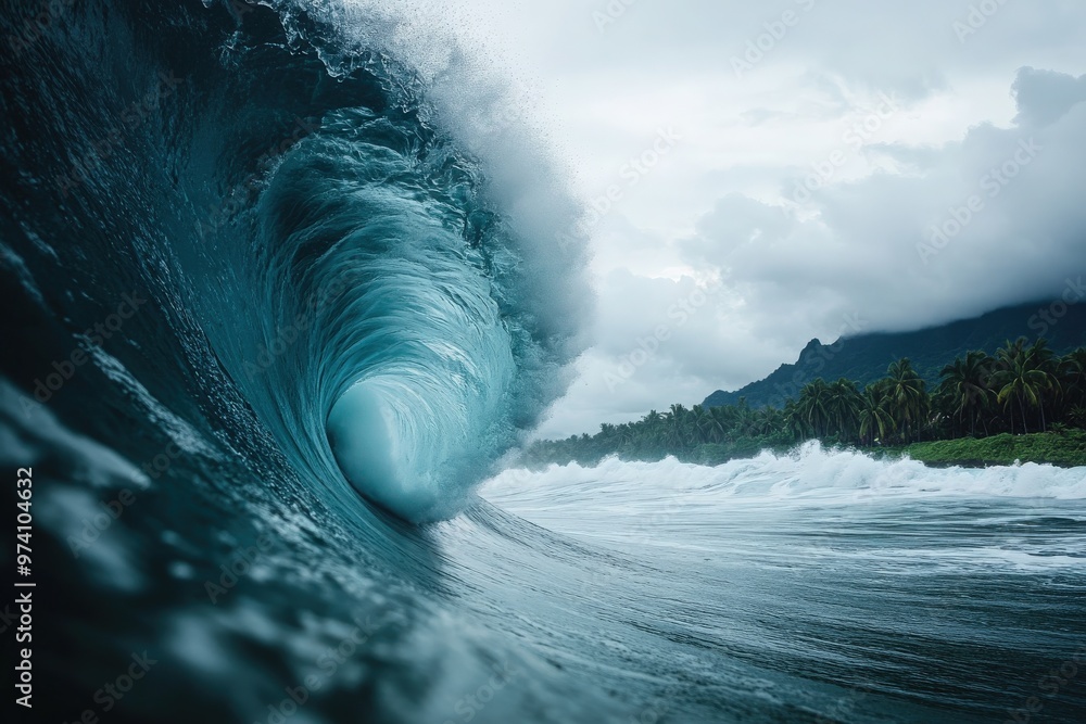 Teahupo'o's wave rises with raw power, curling into hollow tubes before ...