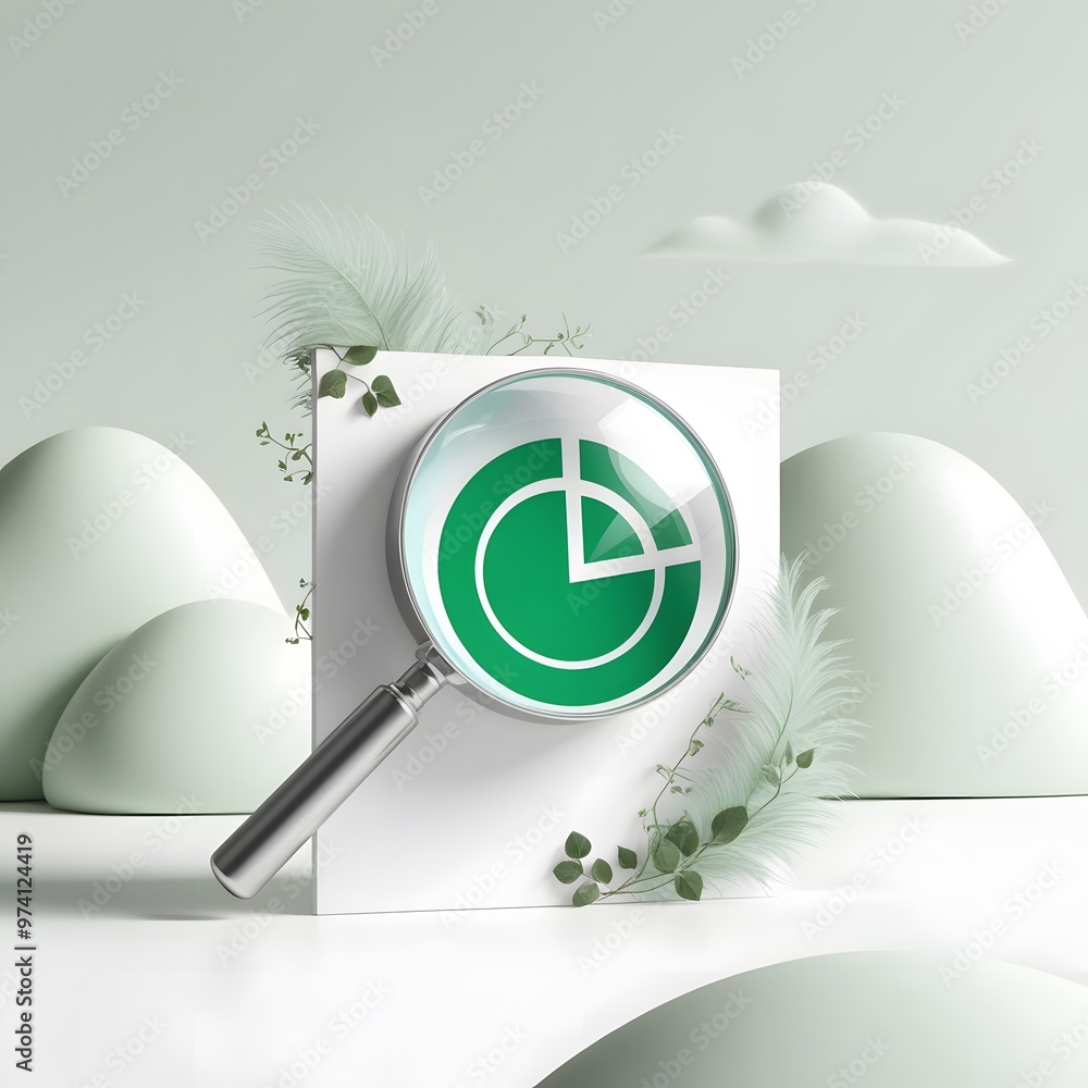 Environment target for green businesses concept, magnifying glass focus ...