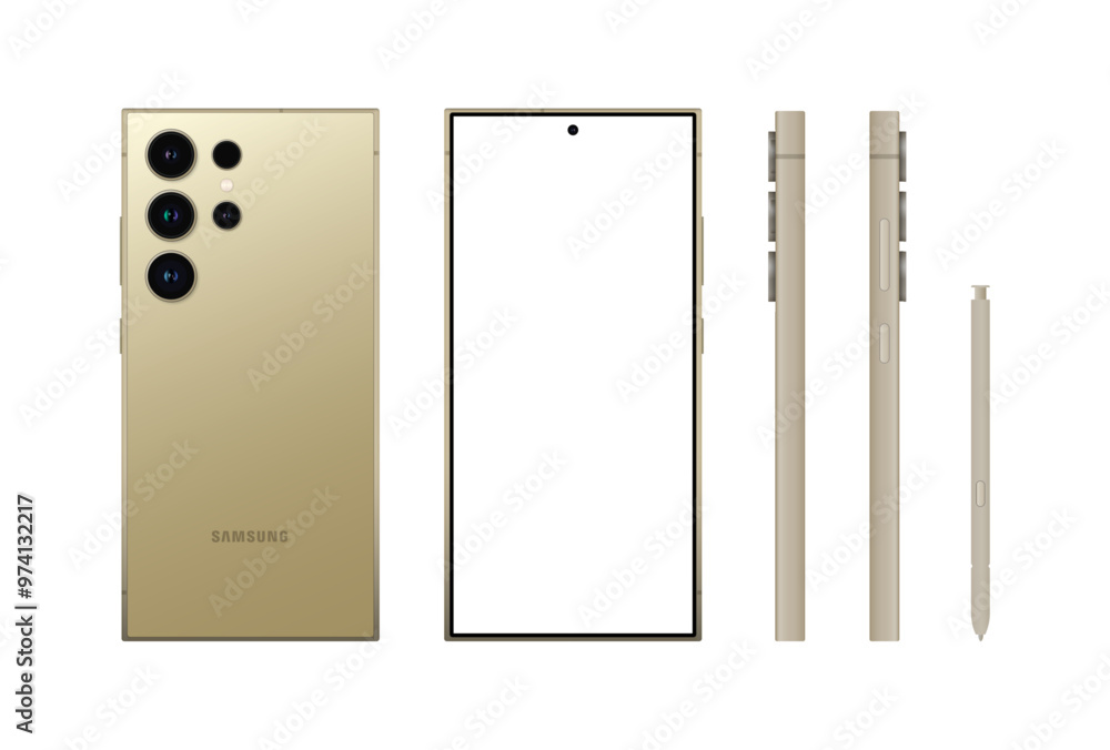 Smartphone Samsung Galaxy S24 Ultra layout. Editorial isolated phone ...