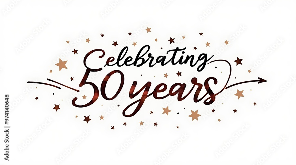 Celebrating 50 years with elegant calligraphy and star designs Stock ...