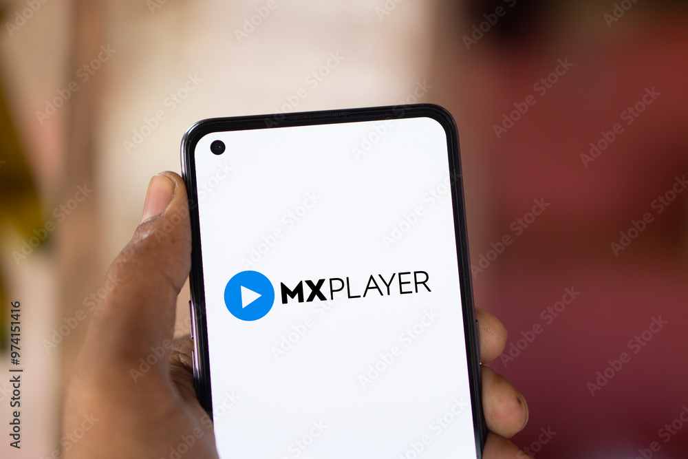 Dhaka, Bangladesh- 14 Sep 2024: MX Player logo is displayed on smartphone. MX Player is an ...