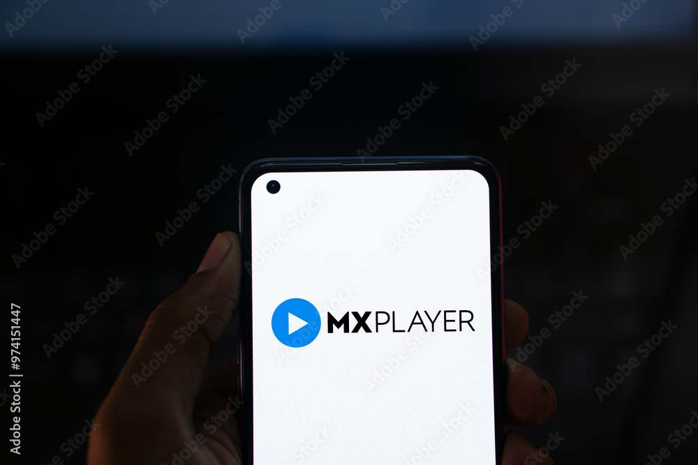 Dhaka, Bangladesh- 14 Sep 2024: MX Player logo is displayed on smartphone. MX Player is an ...