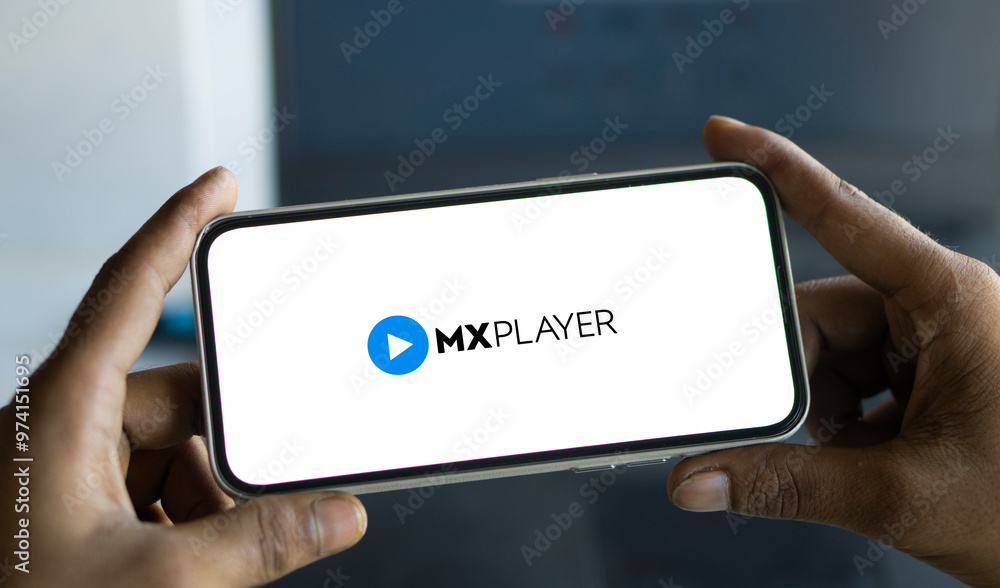 Dhaka, Bangladesh- 14 Sep 2024: MX Player logo is displayed on smartphone. MX Player is an ...