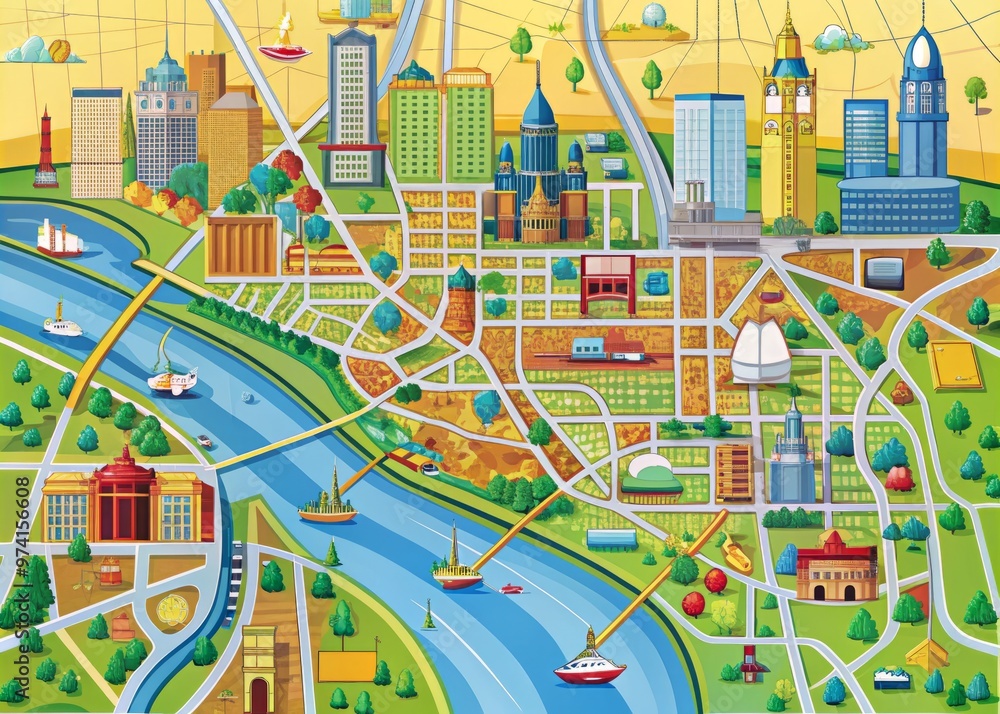 ภาพประกอบสต็อก Detailed illustrated map of St. Louis, Missouri ...