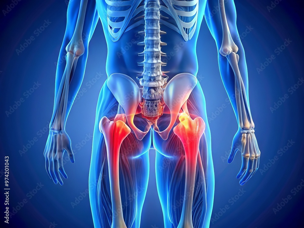 Illuminated 3D model of the obturator internus muscle, a deep gluteal ...
