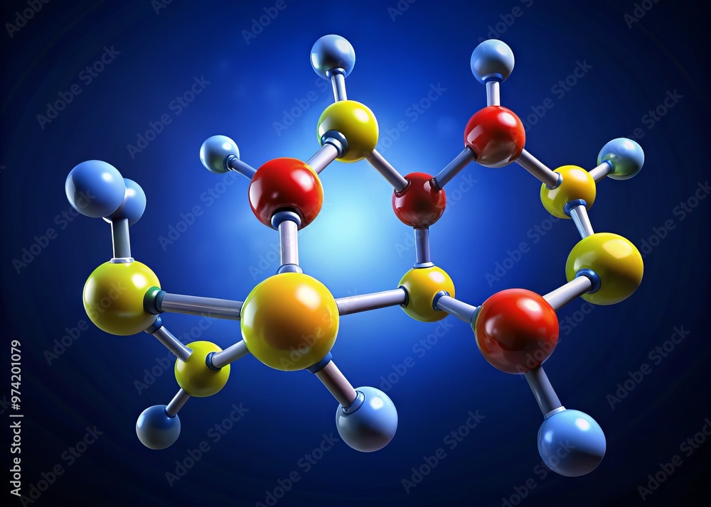 Illuminated 3D molecular model of sulfite ion (SO3²⁻) formula ...