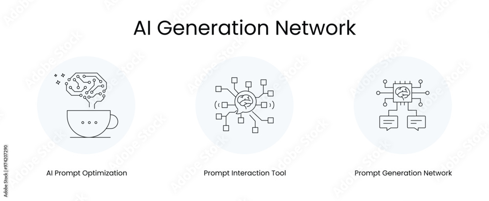 AI Generation Network - Icons Representing: Prompt Generation Network ...