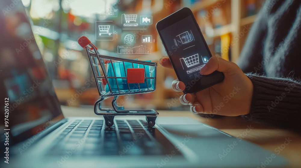 Understanding modern online shopping with a digital cart, smartphone ...
