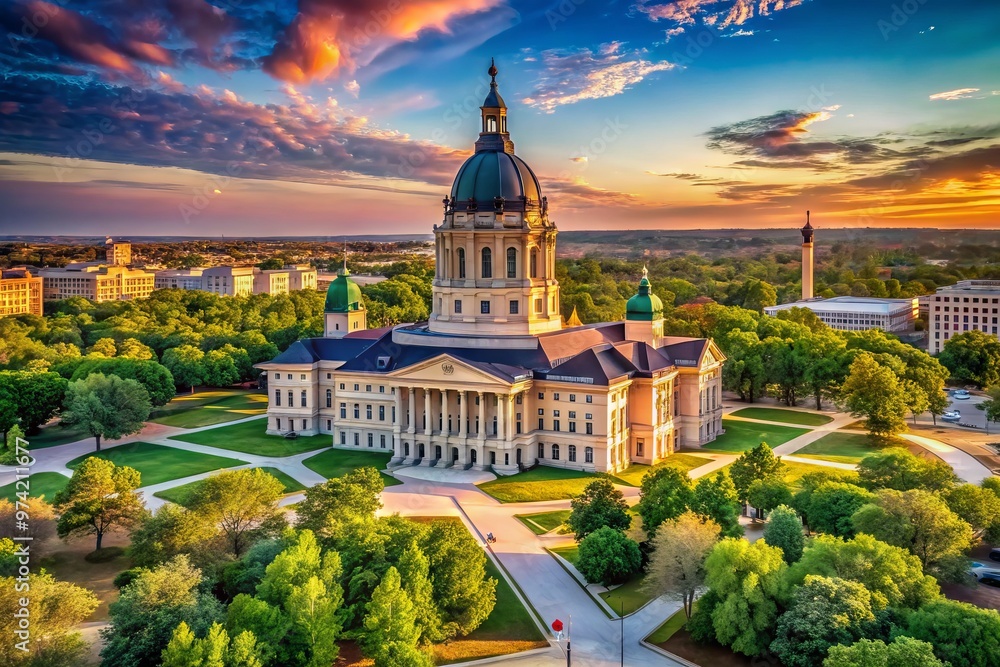 Majestic copper-domed Capitol building stands proudly in Topeka, Kansas ...