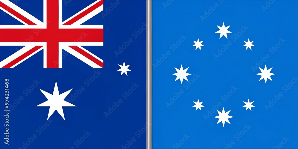 * Two national flags stood side by side, one with a deep blue ...