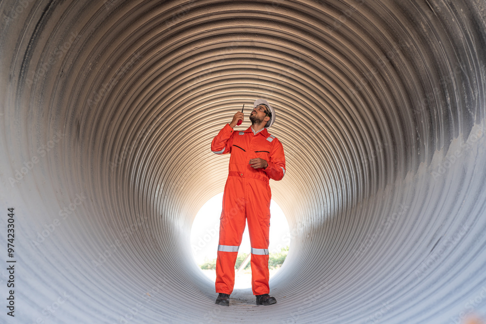 Mechanical engineer wearing safety uniform checking and inspection ...