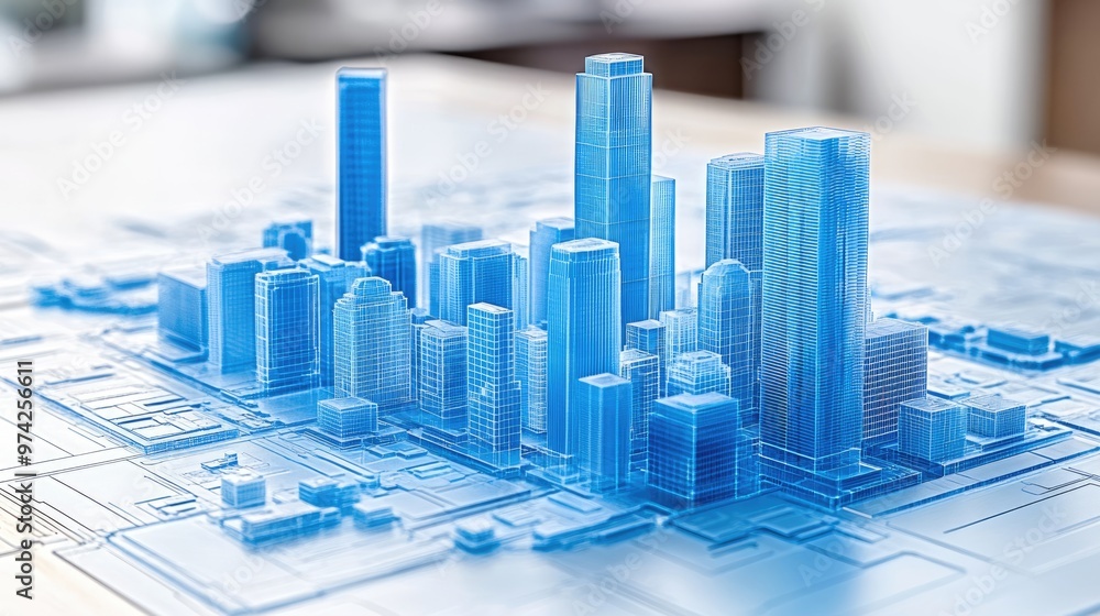 A technical blueprint map showcasing city zoning, with designated ...