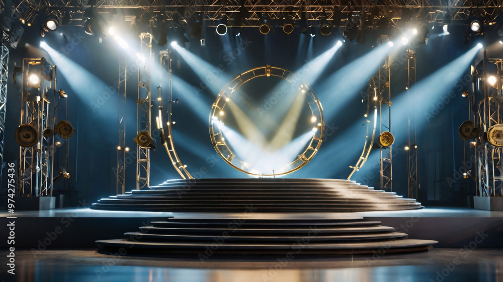 Grand Stage Setup with Multi-Tiered Platforms and Striking Dramatic ...