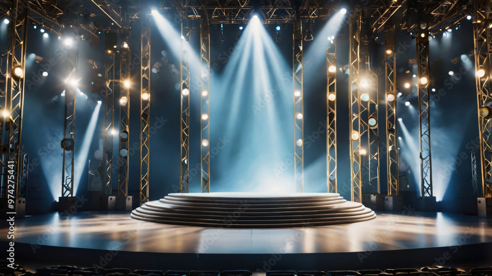 Grand Stage Setup with Multi-Tiered Platforms and Striking Dramatic ...