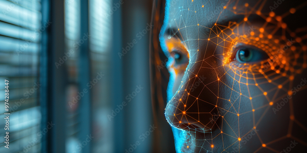 Home Security System With Advanced Facial Recognition Technology And Digital Grid Interface For